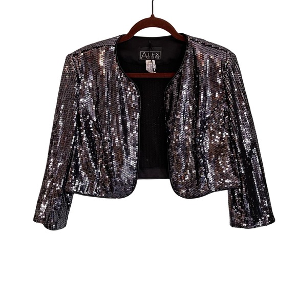 Alex Evenings | Jackets & Coats | Alex Evening Jacket 6 Cropped Sequins ...